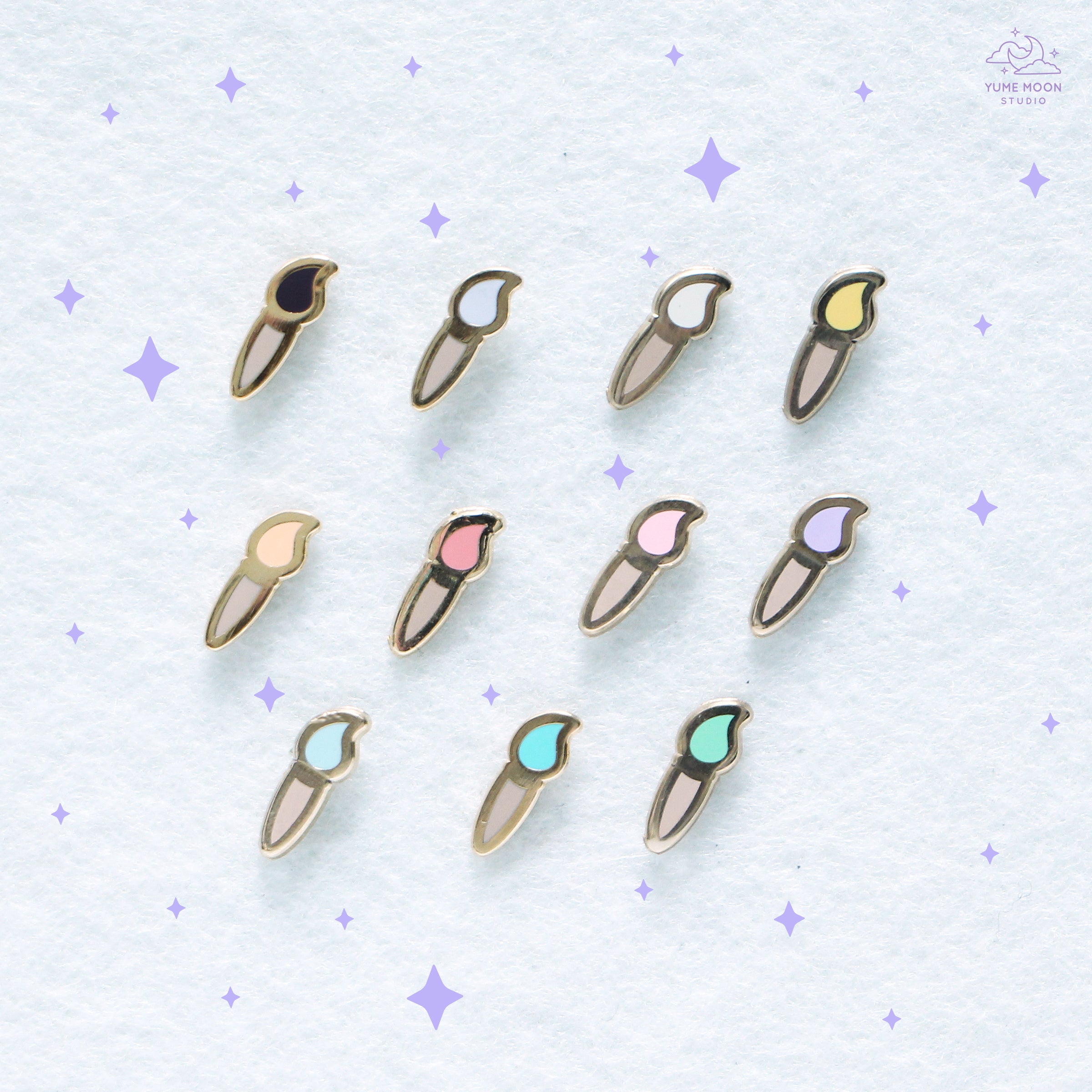 Paintbrush Mini Enamel Pin – Yume Moon Studio