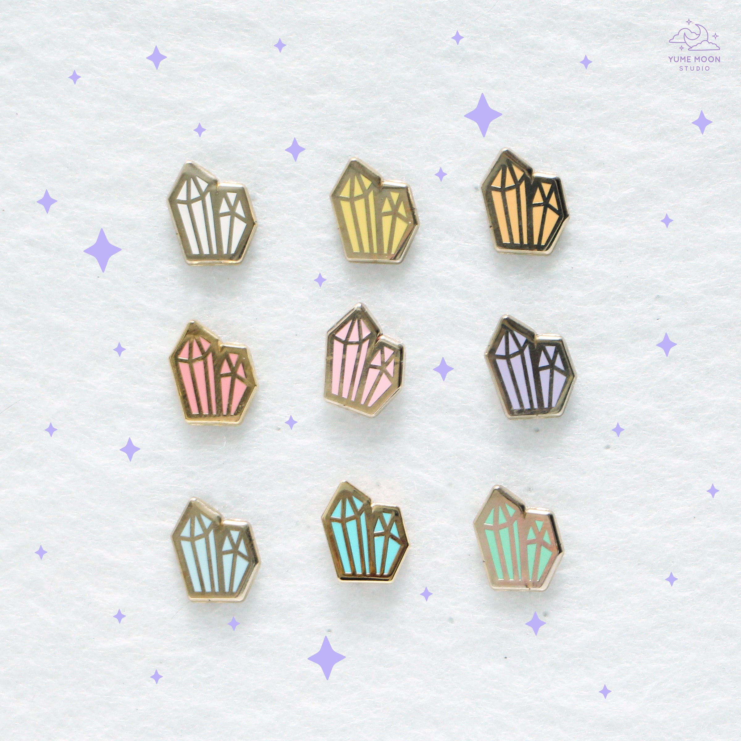Crystal Mini Enamel Pin – Yume Moon Studio