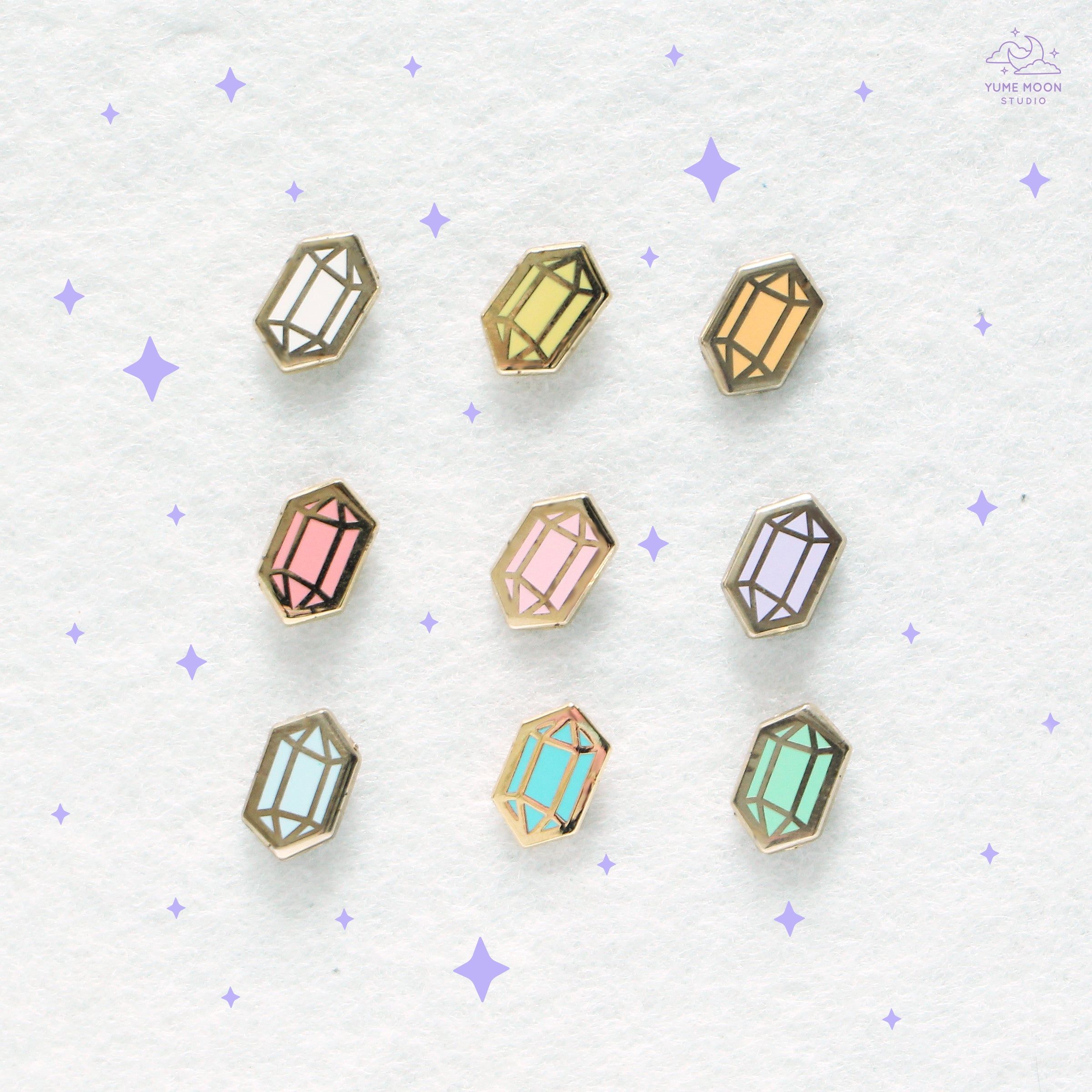 Gem Mini Enamel Pin – Yume Moon Studio