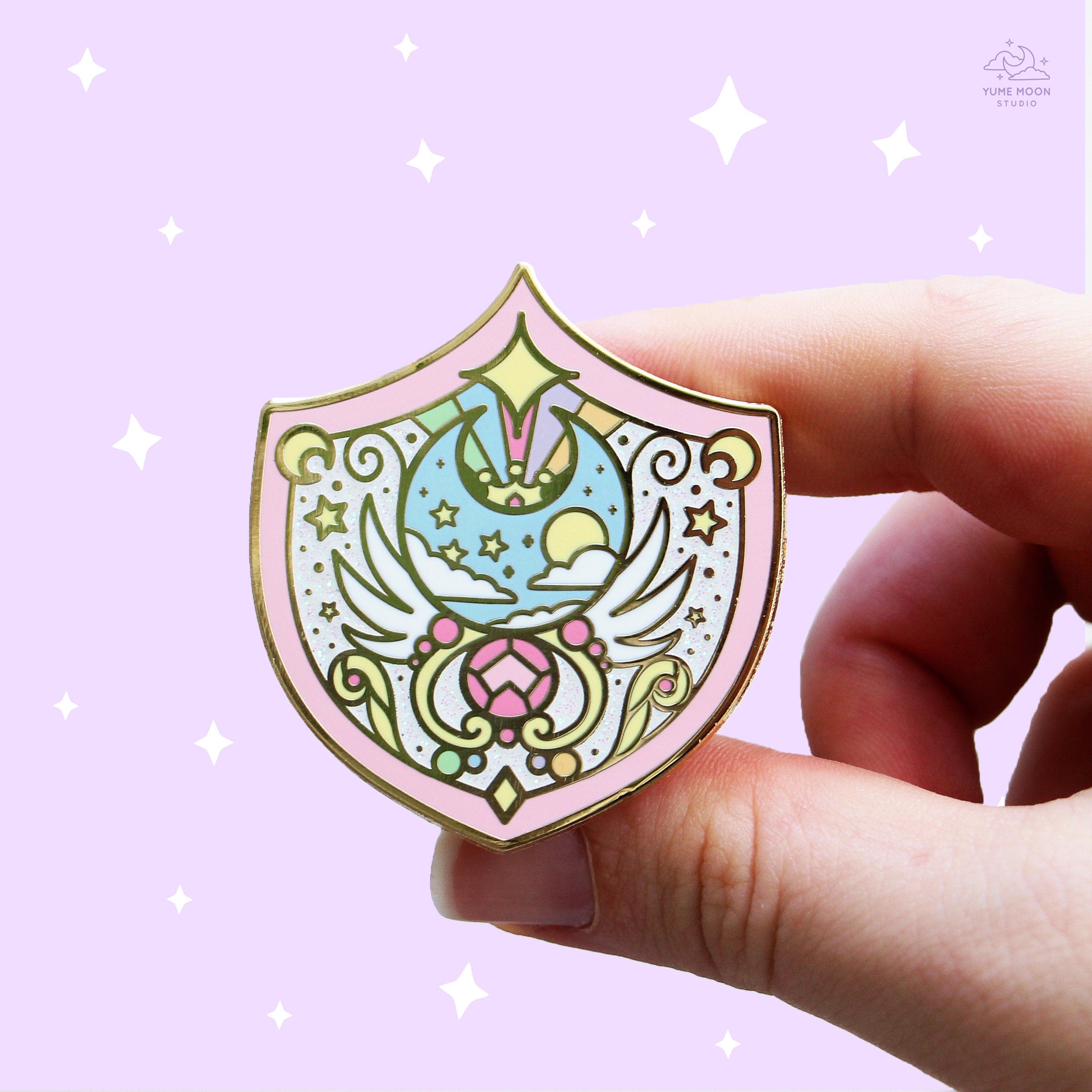 Moon Shield Enamel Pin – Yume Moon Studio